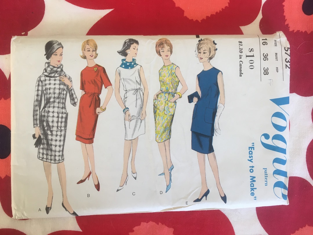 1960s 60s Original Vintage Sewing Pattern Vogue 5732 Tunic Dress Skirt ...