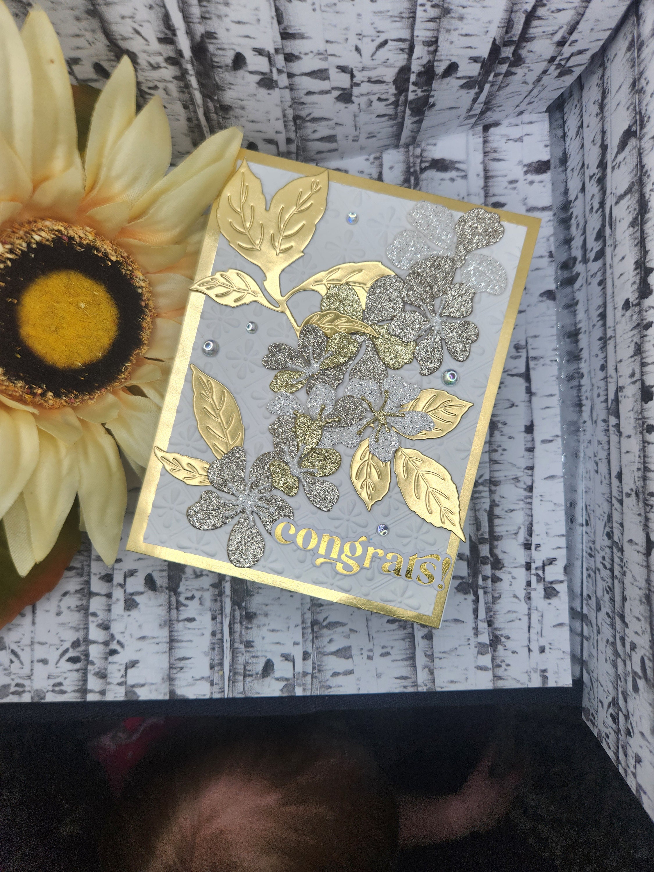 Congrats White and Gold Card - Etsy