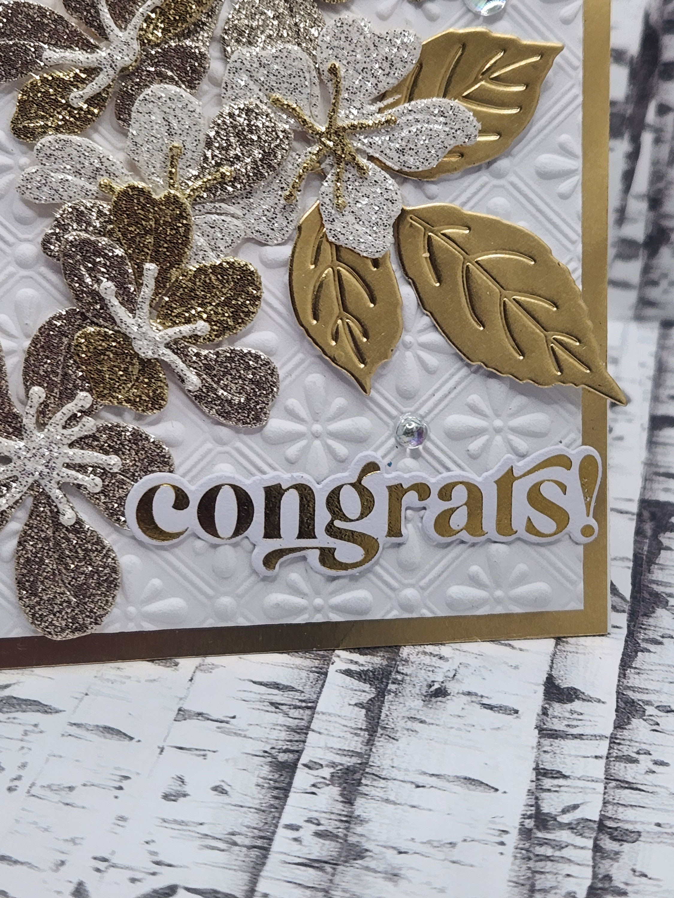 Congrats White and Gold Card - Etsy