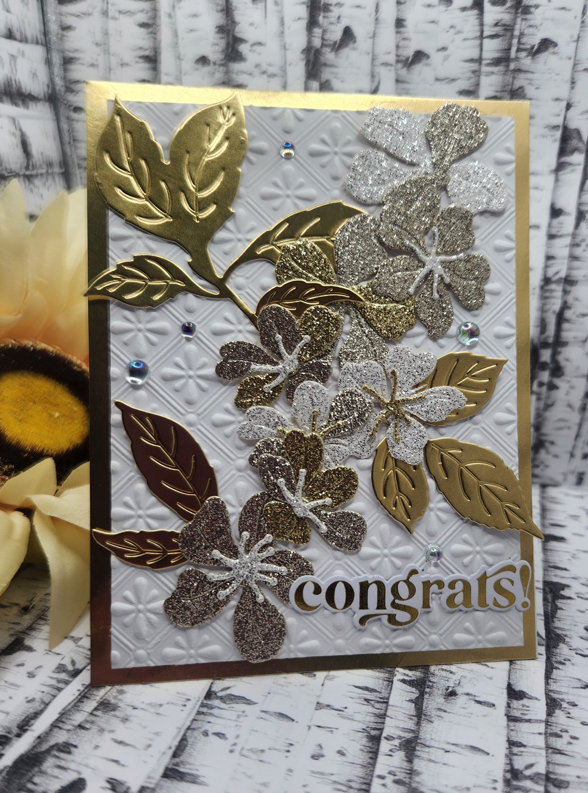 Congrats White and Gold Card - Etsy