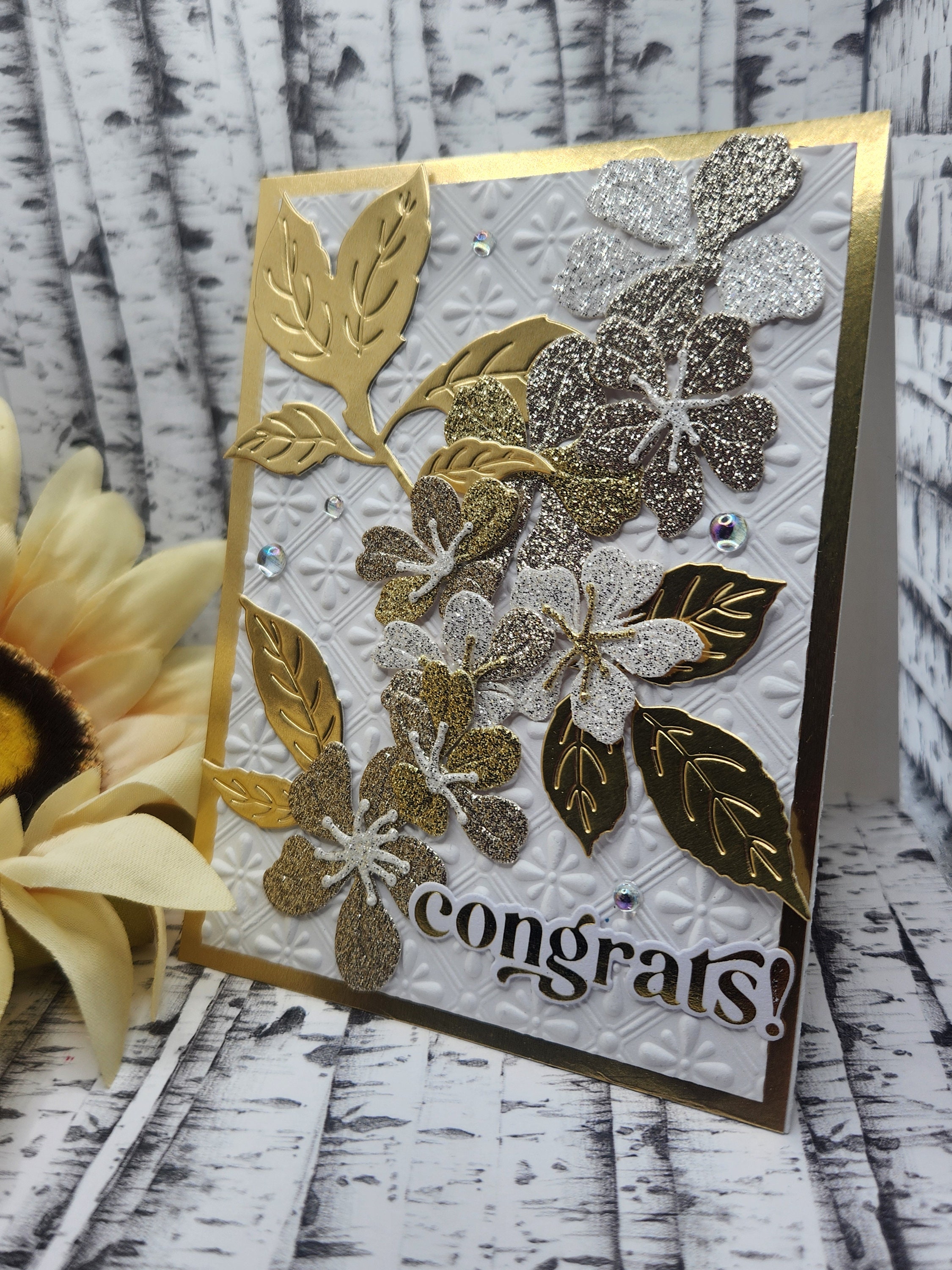 Congrats White and Gold Card - Etsy