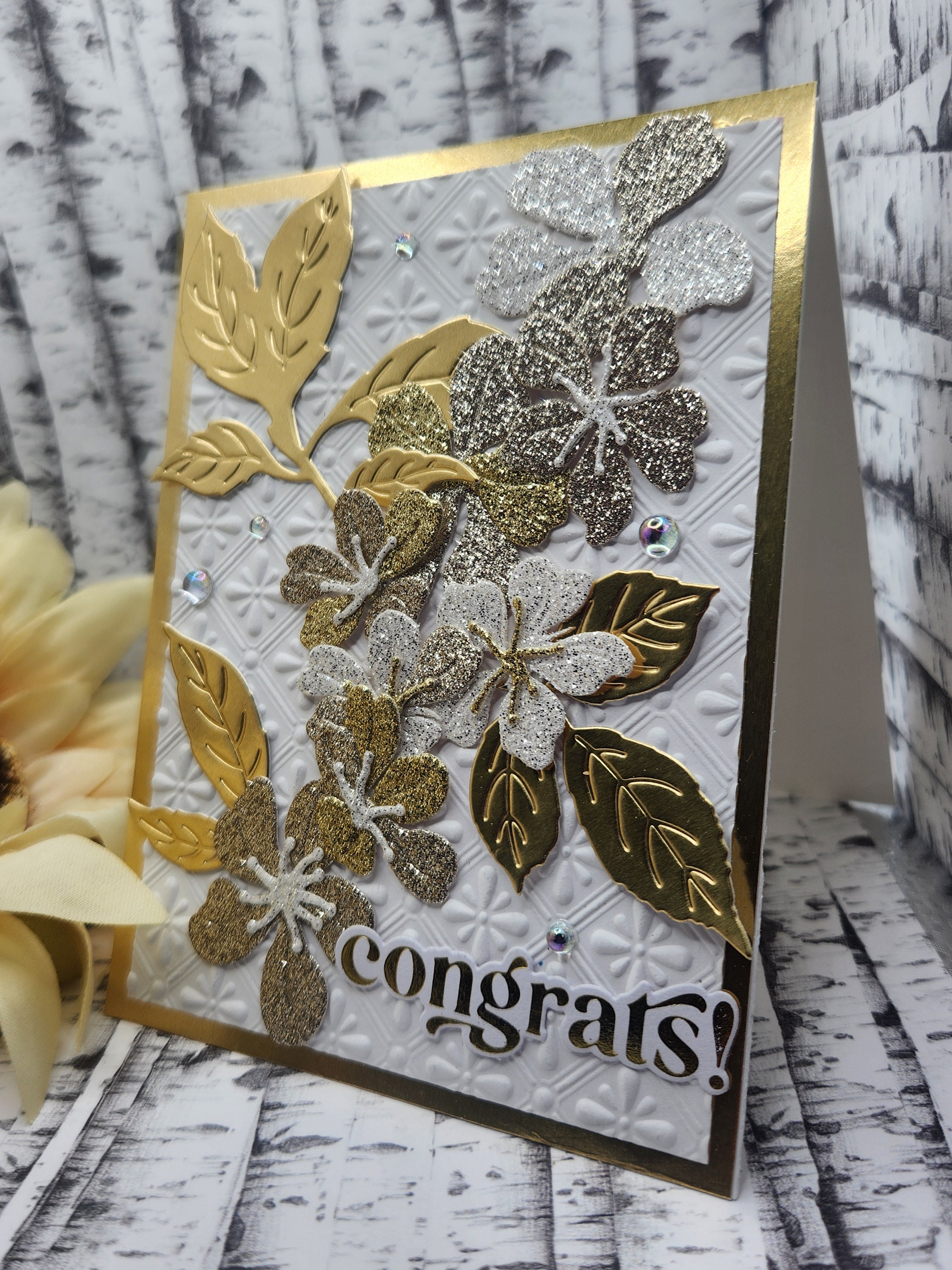 Congrats White and Gold Card - Etsy