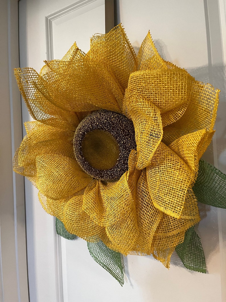Burlap Sunflower Wreath, Summer\fall Wreath, Large Flower - Etsy