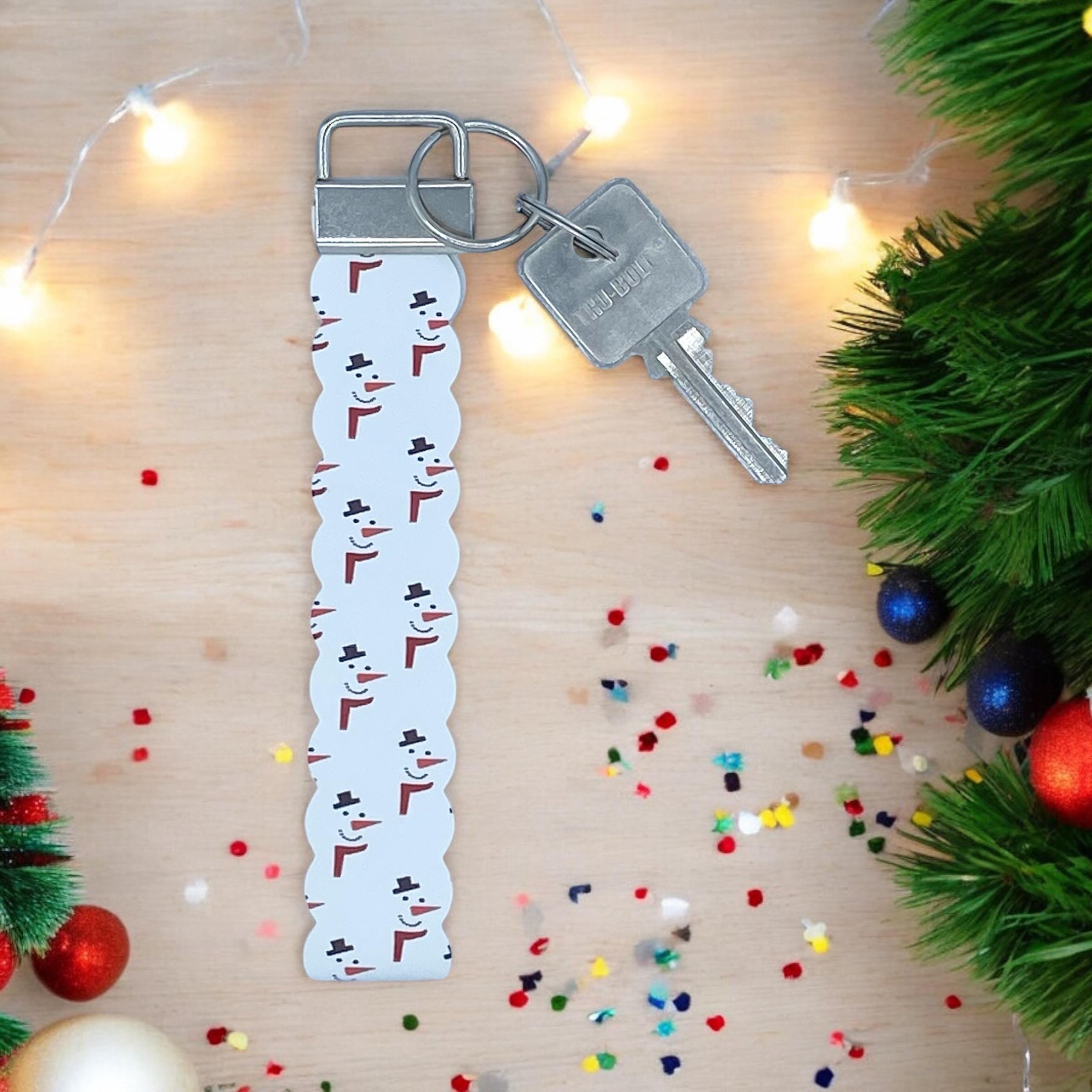 Cute Snowman Key Fob Wristlet for Women, Stocking Stuffers for Wife ...