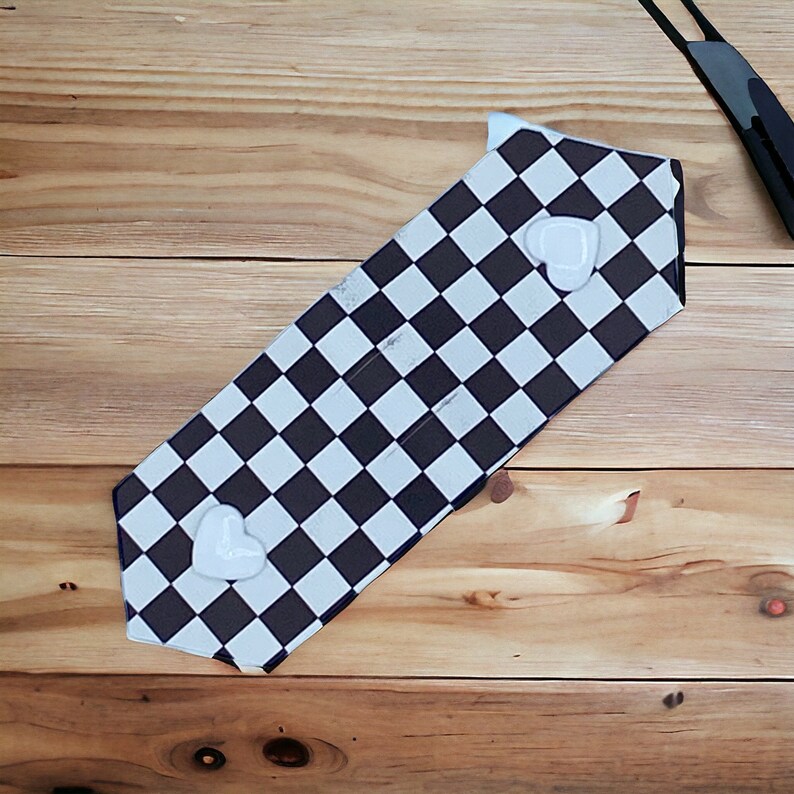 Black And White Checkered Phone Charger Cord Holder Checkerboard Pattern Cable Tidy Cable