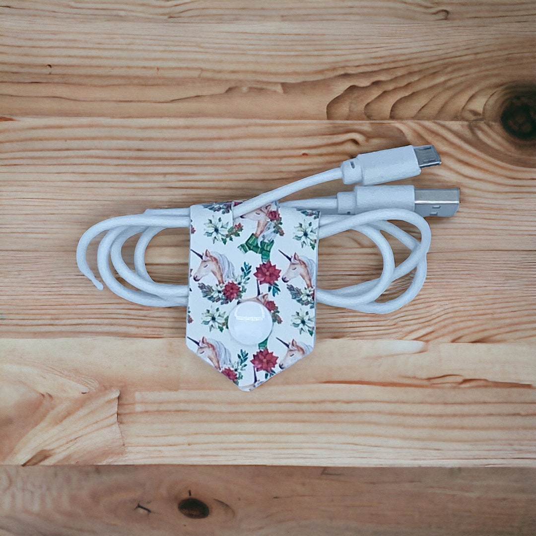 Floral Unicorn Cord Keeper, Cell Phone Cord Holder, Charger Cable ...