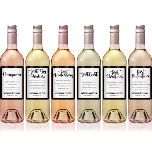Year of Firsts Wine Labels Personalized Wedding Milestone - Etsy