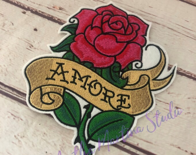 Rose Tattoo Embroidered Patch - Etsy