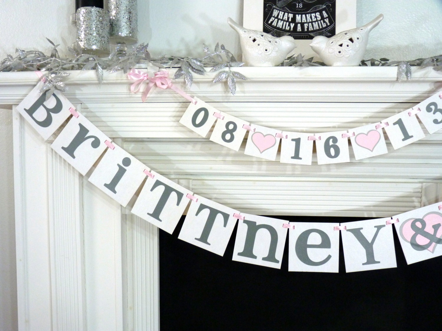 Wedding Garland / Custom Names Banner plus Date Banner / | Etsy