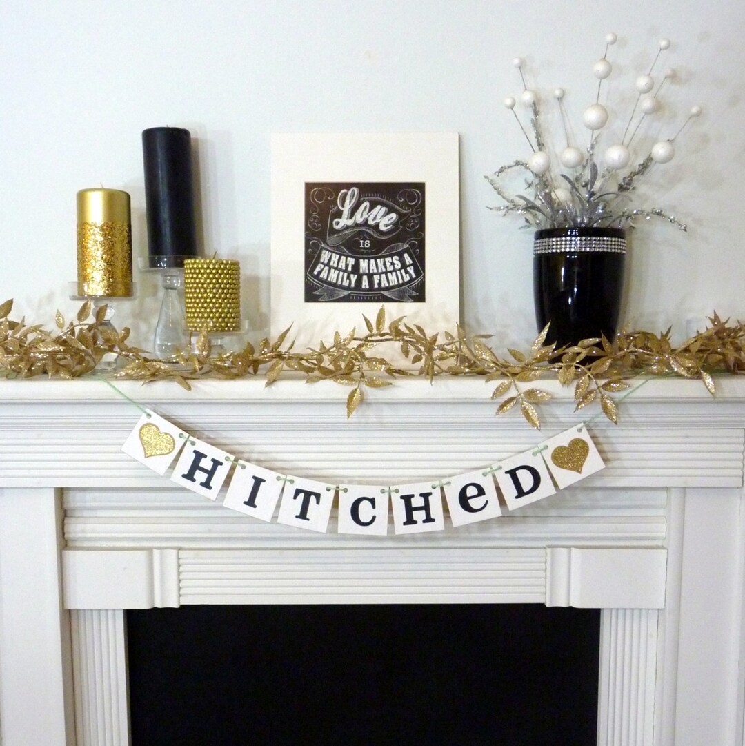 Mini Hitched Banner/ Wedding Garland/ Just Hitched/ Wedding D I Y Card ...