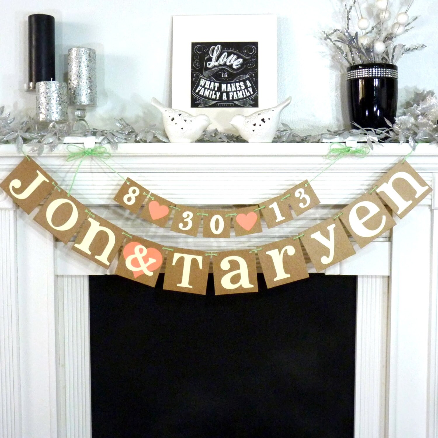 Wedding Garland / Custom Names Banner Plus Date Banner / | Etsy