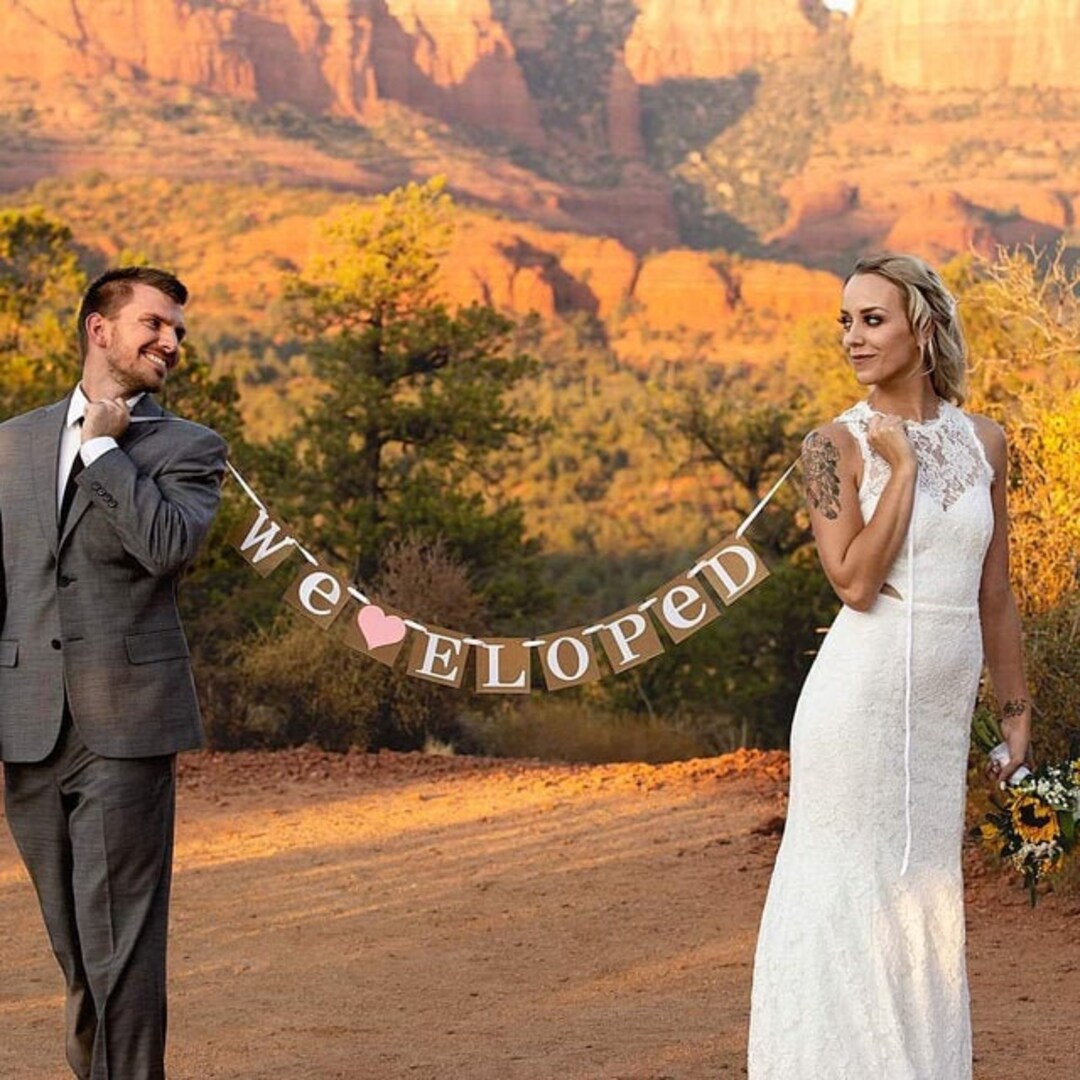 We Eloped Banner / Just Married Banner / Wedding / Rustic / - Etsy
