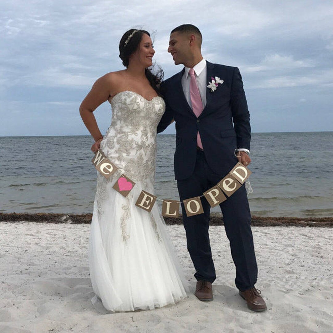 We Eloped Banner / Just Married Banner / Wedding / Rustic / - Etsy