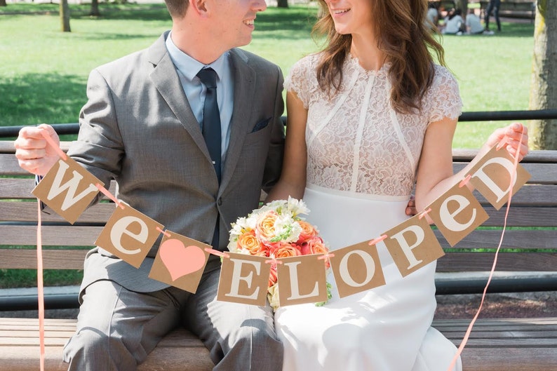 We Eloped Banner / Just Married Banner / Wedding / Rustic / - Etsy