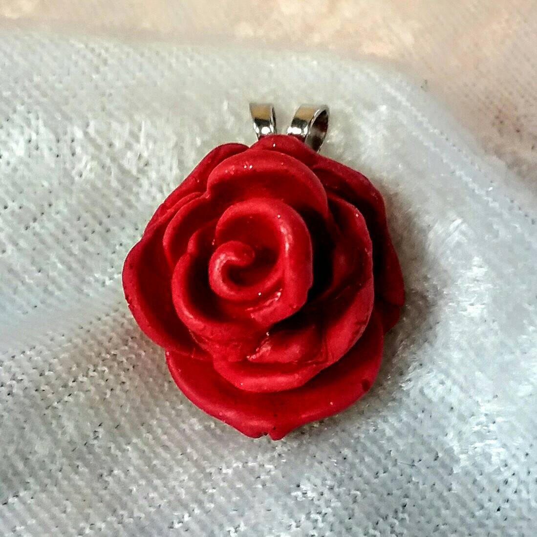 Belle's Red Rose: A Handmade Red Rose Pendant Fit for a - Etsy