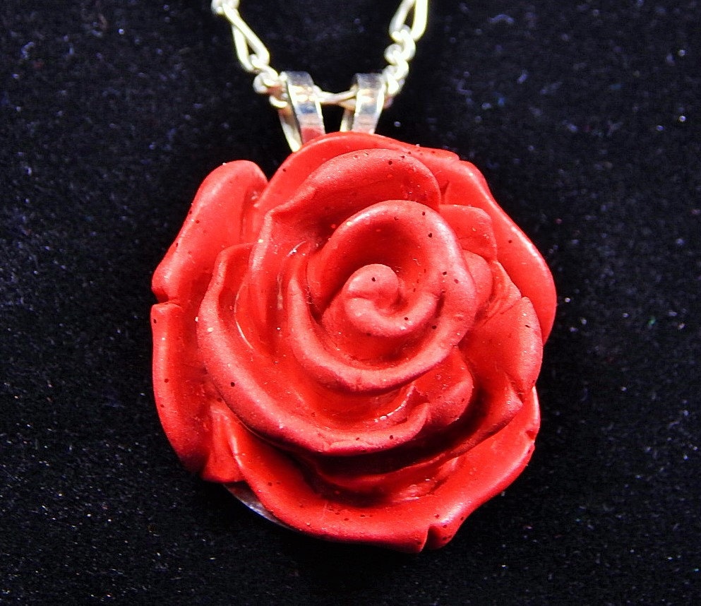 Belle's Red Rose: A Handmade Red Rose Pendant Fit for a Queen - Etsy