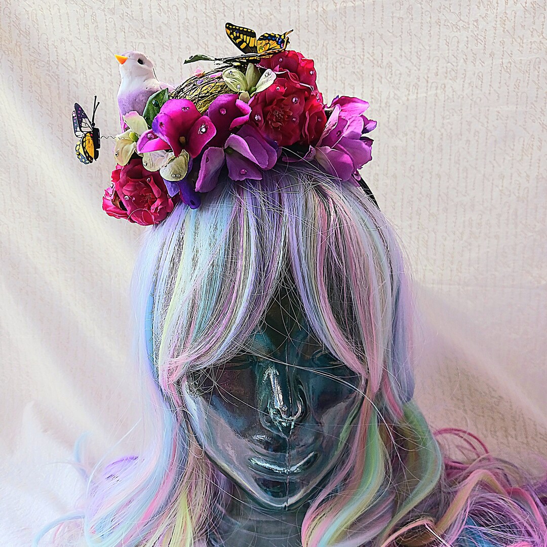 Helena's Fantasy: a Delightful Bird's Nest Fascinator With Color, Sparkle, and More Than a ...