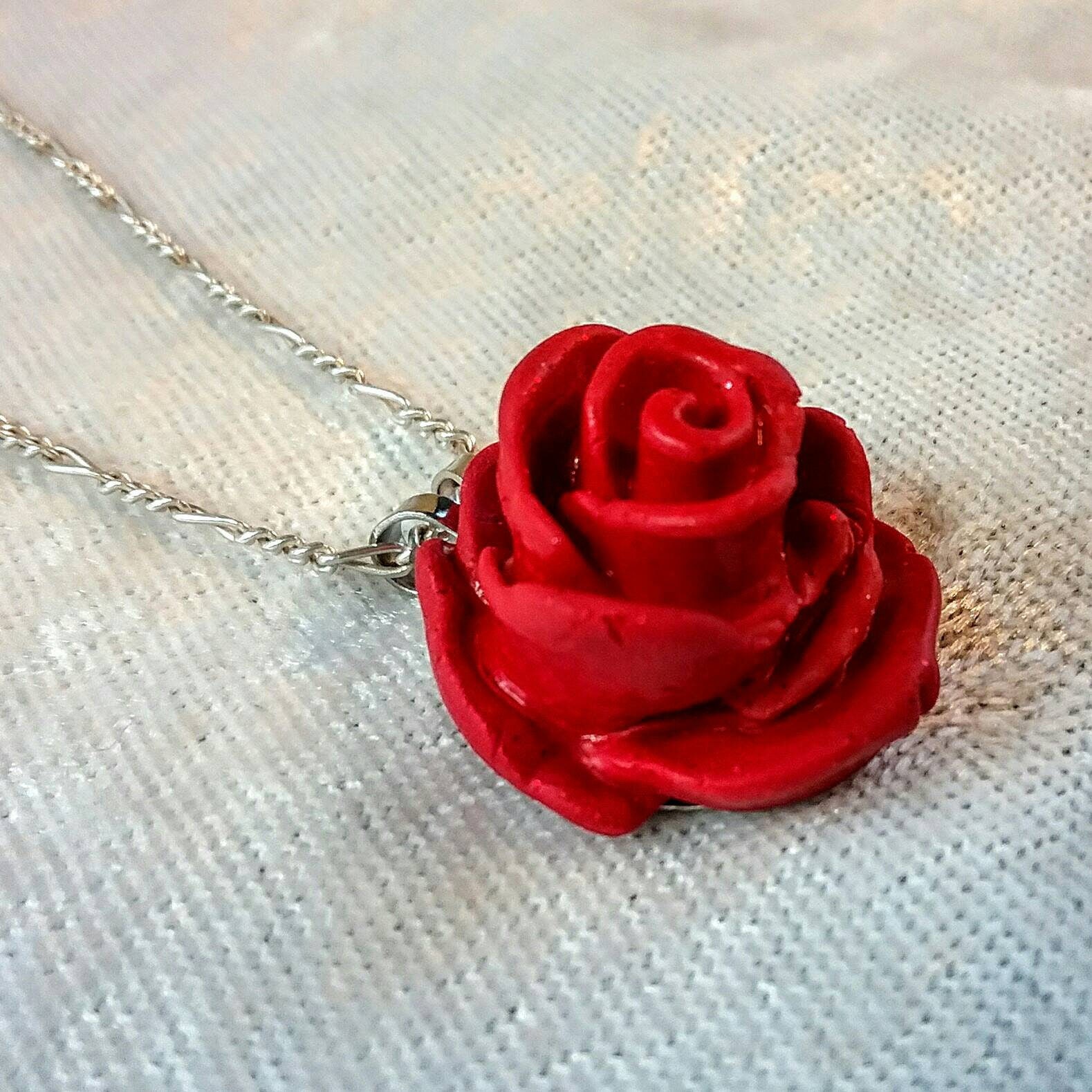 Belle's Red Rose: A Handmade Red Rose Pendant Fit for a Queen - Etsy