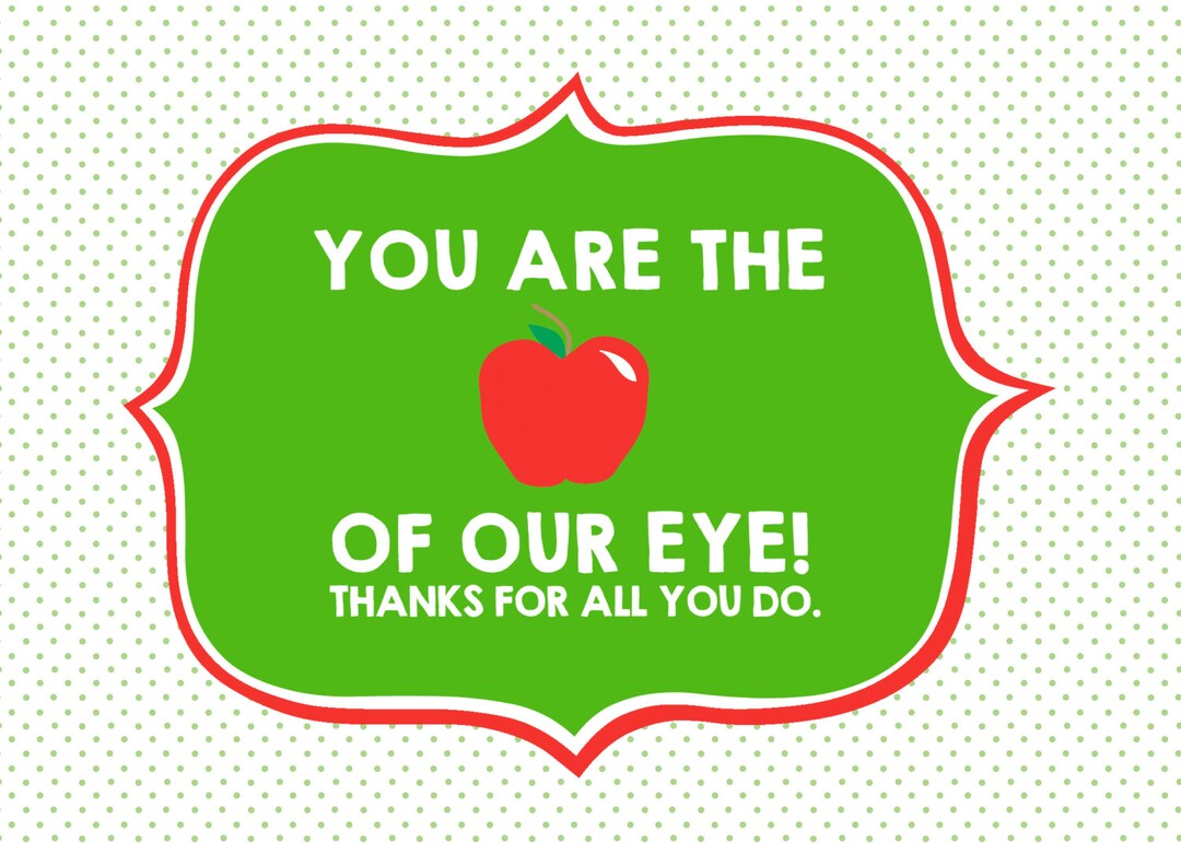 Apple of Our Eye Teacher Appreciation Sign 5x7 - Etsy