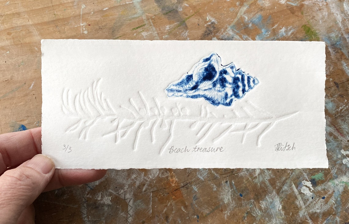 Original Intaglio Print Shell Artwork Beach Art Printmaking - Etsy