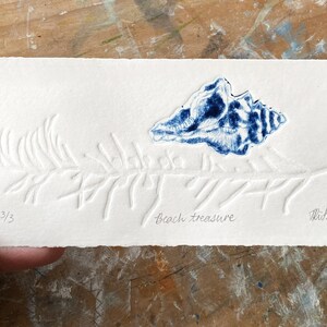 Original Intaglio Print, Shell Artwork, Beach Art, Printmaking - Etsy