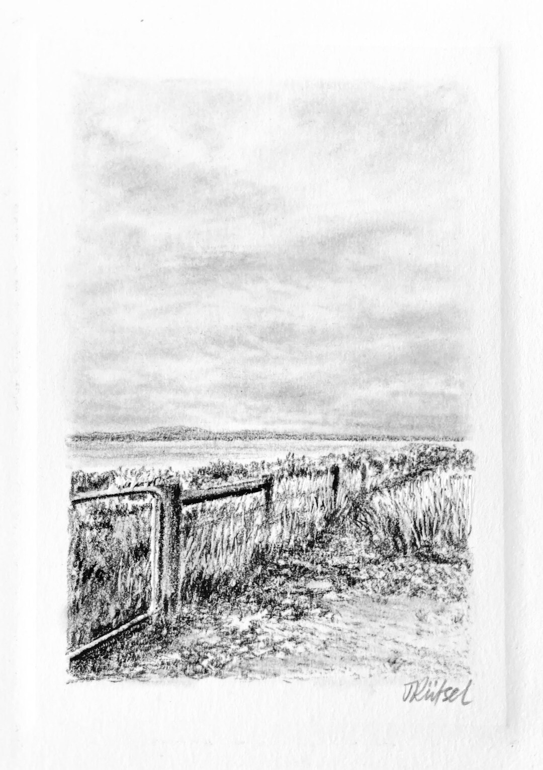 ACEO Charcoal Drawing, Black and White Landscape Art, Original Artwork ...