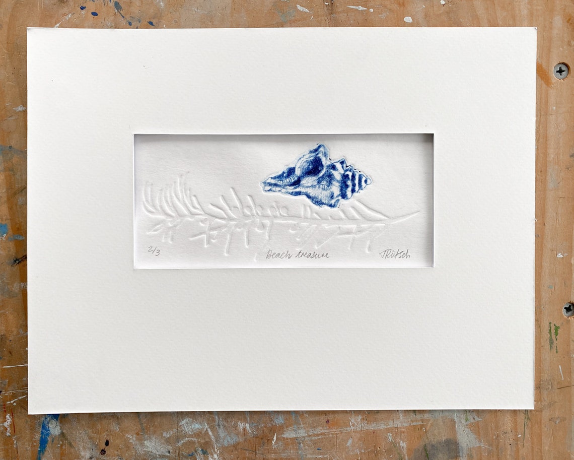 Original Intaglio Print Shell Artwork Beach Art Printmaking - Etsy