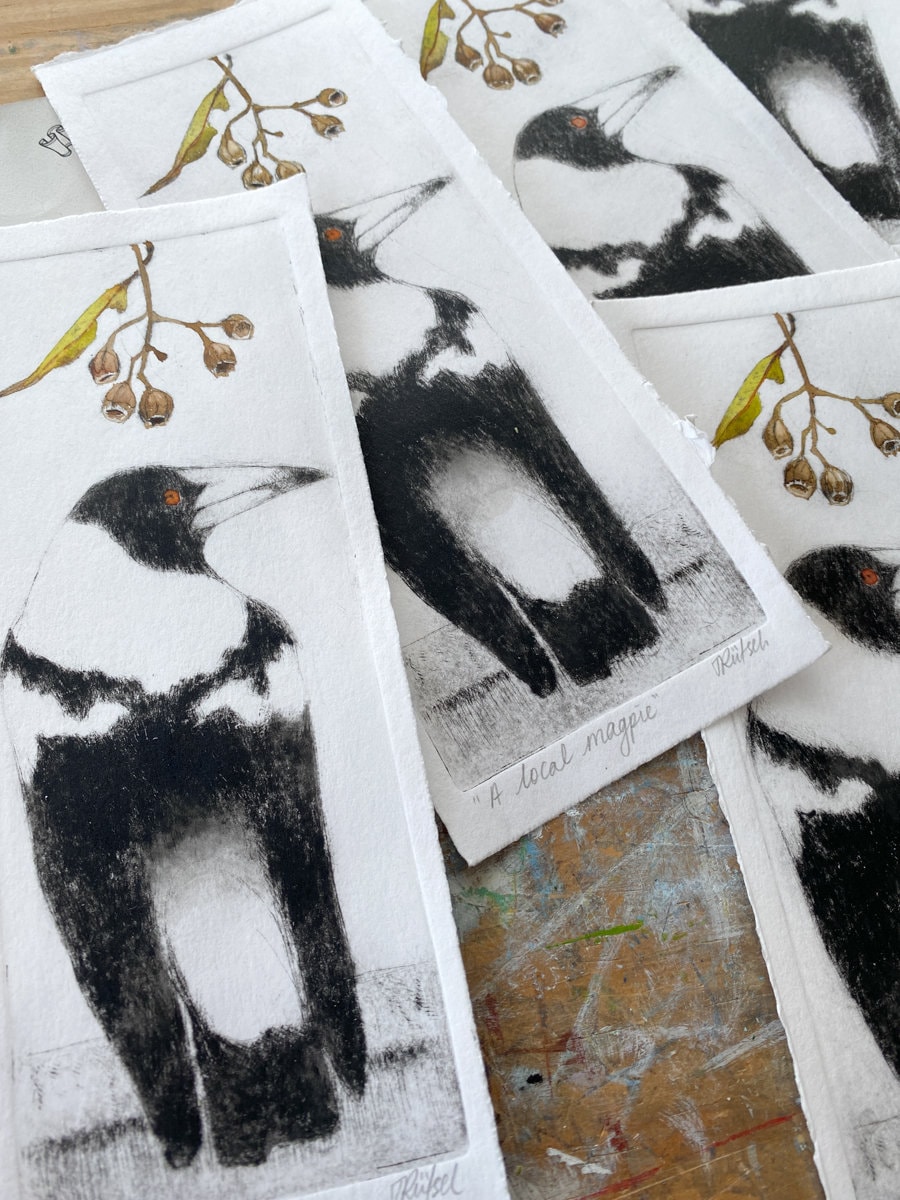 Intaglio Print, Australian Magpie Print, Botanical Art, Original Print ...