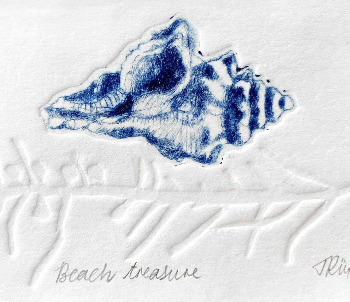 Original Intaglio Print Shell Artwork Beach Art Printmaking - Etsy