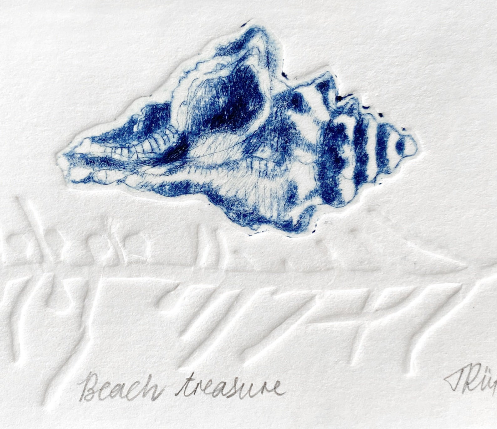 Original Intaglio Print, Shell Artwork, Beach Art, Printmaking - Etsy