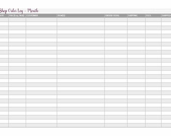 Sales Order Log Sales Tracker Order Tracker Printable - Etsy