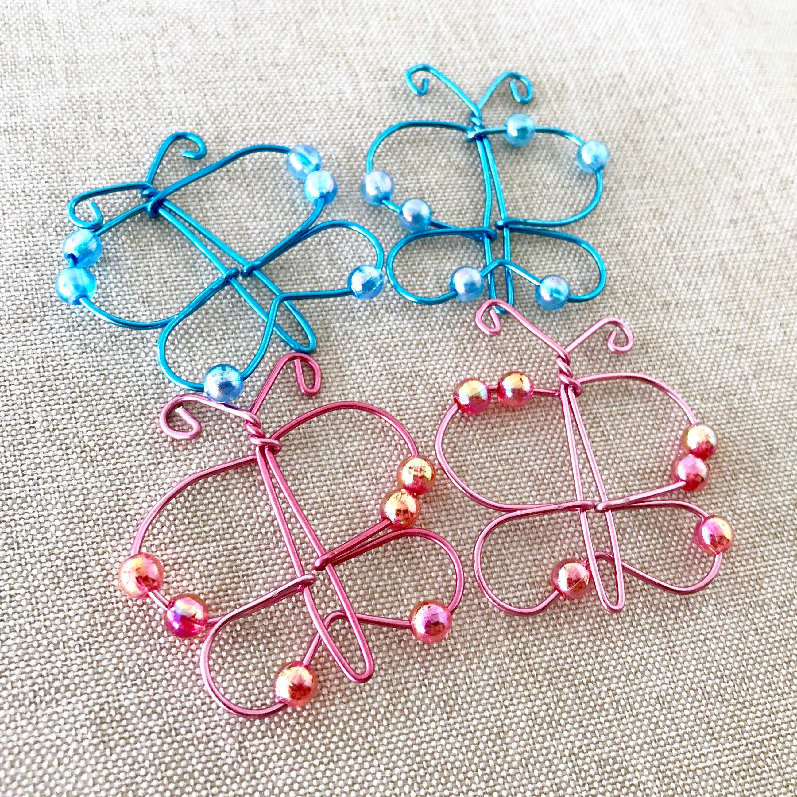 Enamel Coated Wire Butterflies Pink and Blue Package of 4 - Etsy