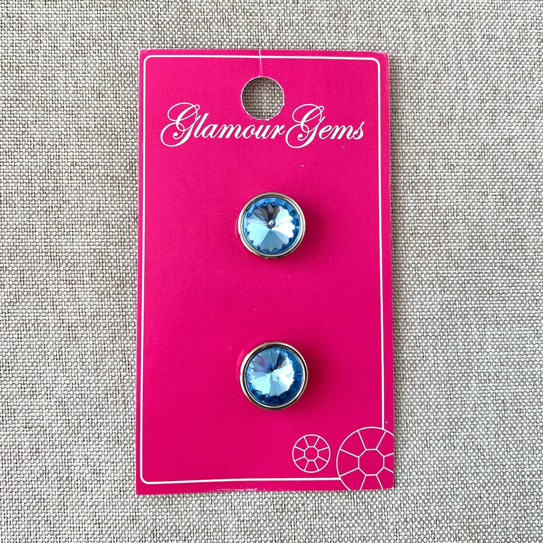 5205 - Glamour Gems - Shank Buttons - 13mm - Silver Blue Gem - Etsy