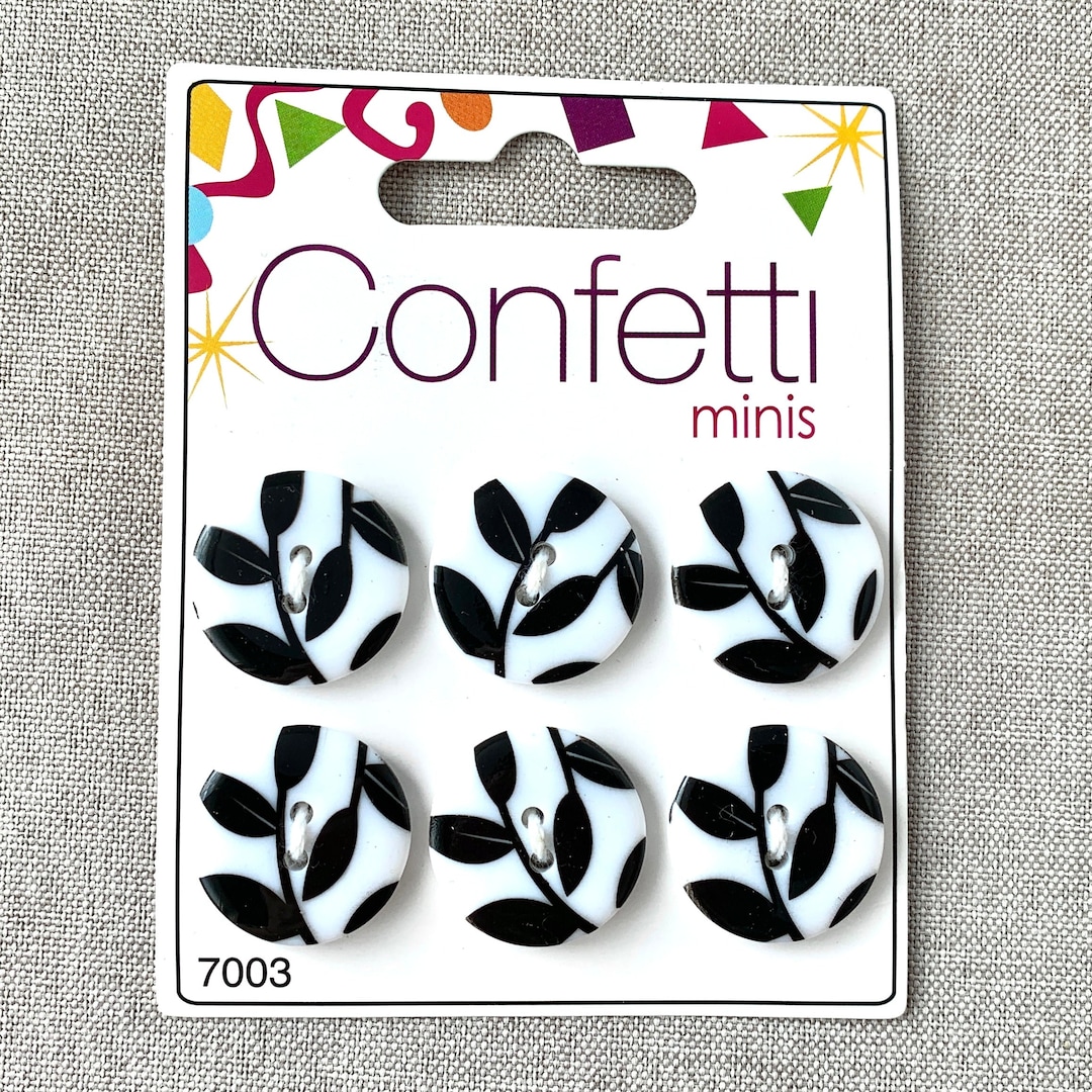 Black White Leaves - Confetti Minis Buttons - 2 Hole - Etsy