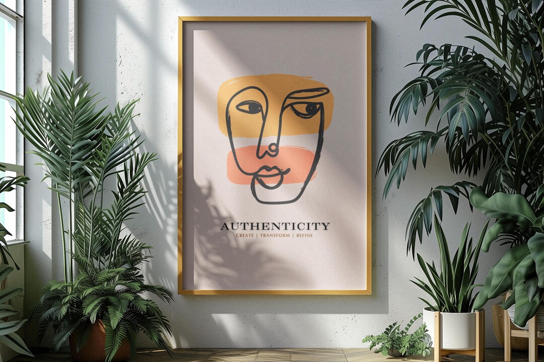 Abstract Face Digital Art Print on Beige Background | 'authenticity ...