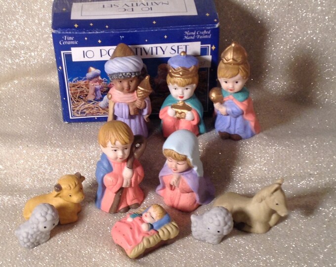 10 Piece Miniature Nativity Set - Hand Crafted, Hand Painted Fine ...