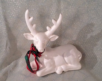 Ceramic Reindeer Figurine - Etsy