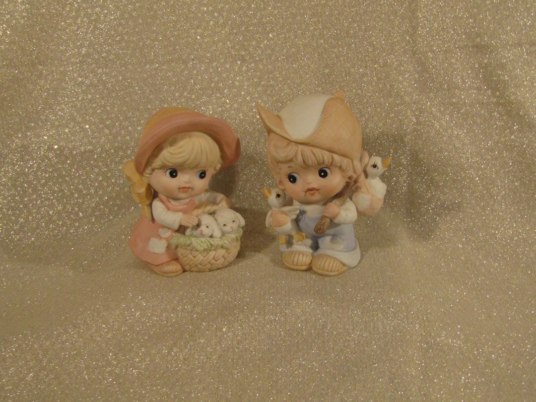 Set of 2 Adorable Farm Kid Figurines - Homco 1418 Country Boy and Girl ...