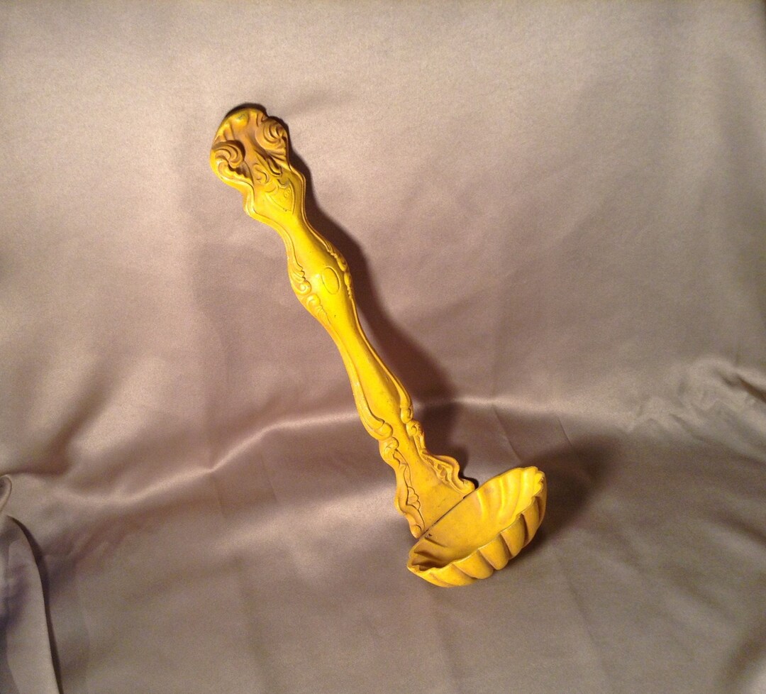Vintage Decorative Oversized Spoon, Ladle - Mustard Yellow Color Metal ...
