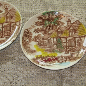 Set of 5 Vintage "english Cottage" Dinner Plates - Light and Dark Brown ...