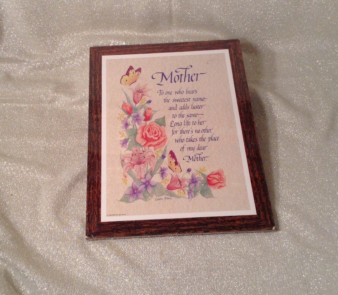 Wooden Mother Plaque - Loving Quote, Flowers, Butterflies - One Who ...
