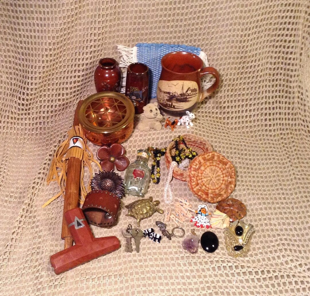 Junk Lot D - Trinkets, Tiny Treasures - Library, Office Decor - Odds and Ends, Mix Assemblage ...