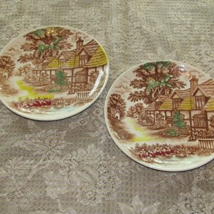 Set of 5 Vintage "english Cottage" Dinner Plates - Light and Dark Brown ...