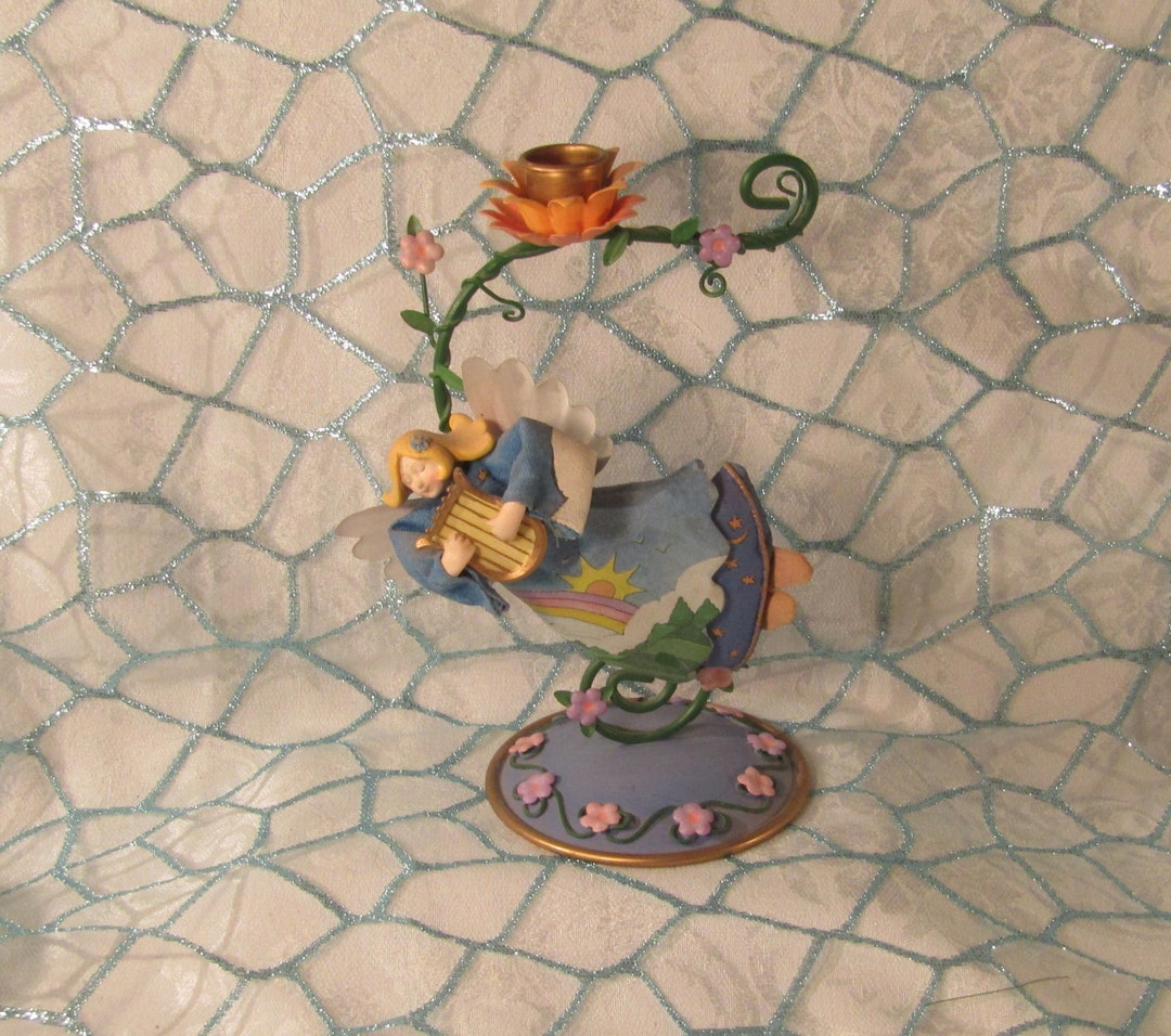 Cute Angel Candlestick Holder - Colorful Springtime, Flower Garden ...