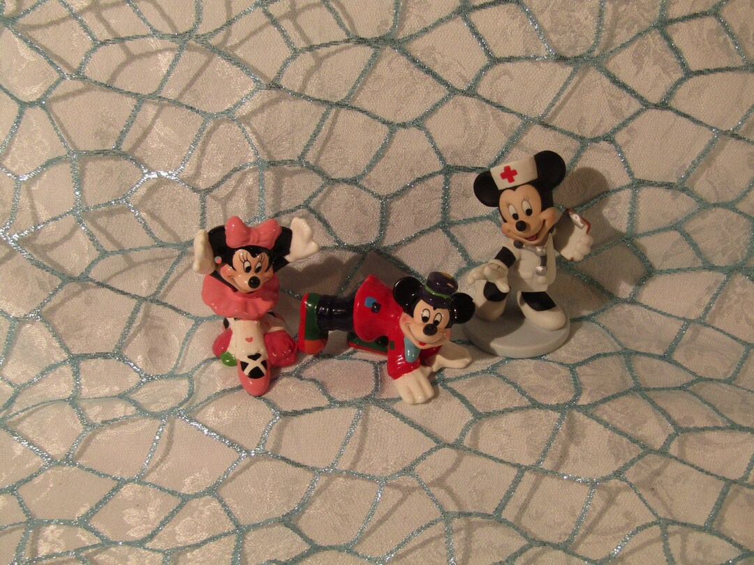 Set of 3 Vintage Mickey & Minnie Mouse Figurines Hobo Clown Mickey ...