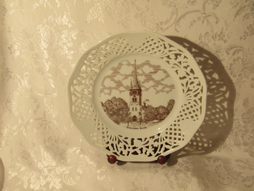 Vintage German, Germany Decor Plate - White and Brown Plate With ...