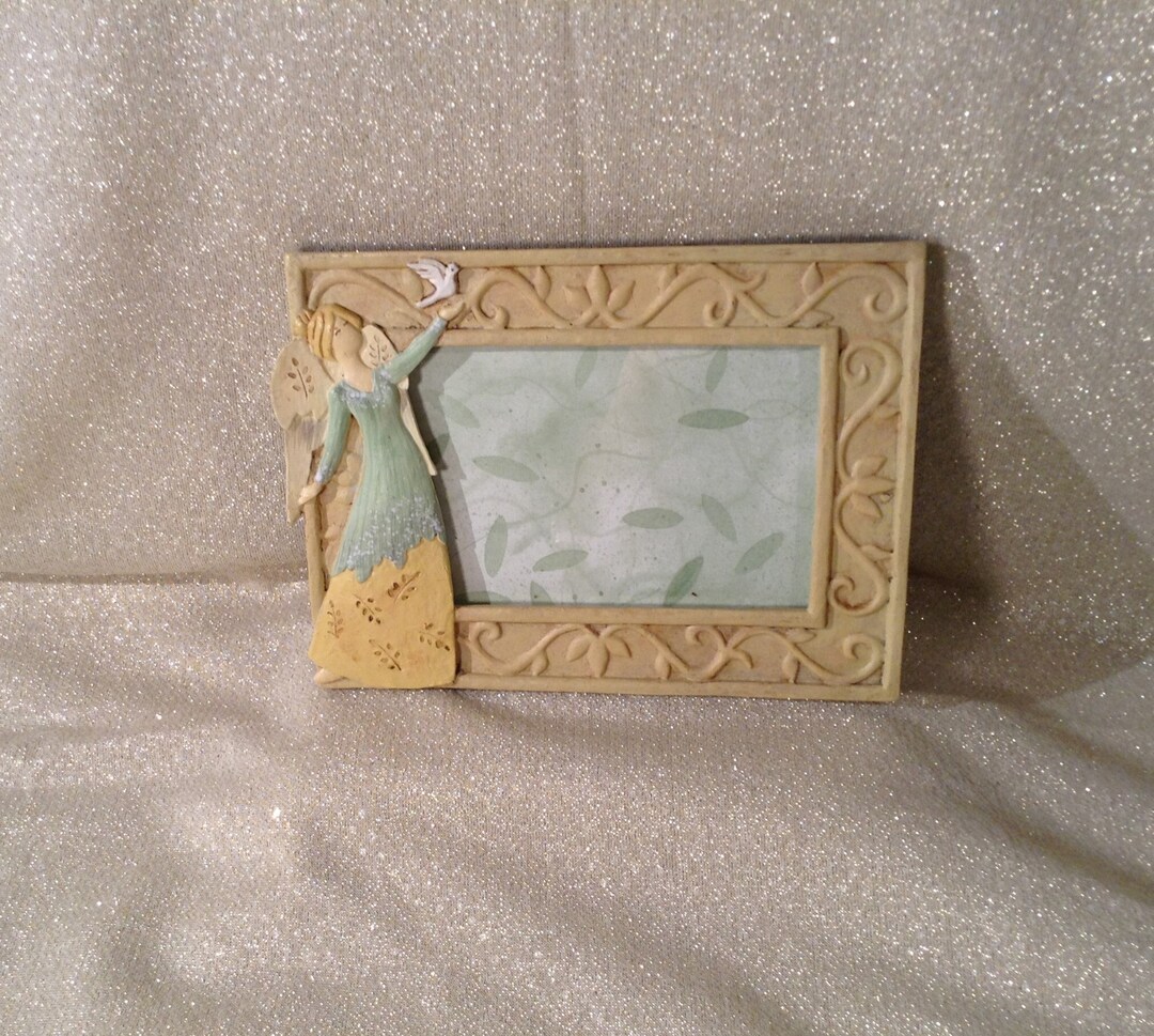 Lovely Religious Picture Frame - Angel Holding Dove Beside Picture ...