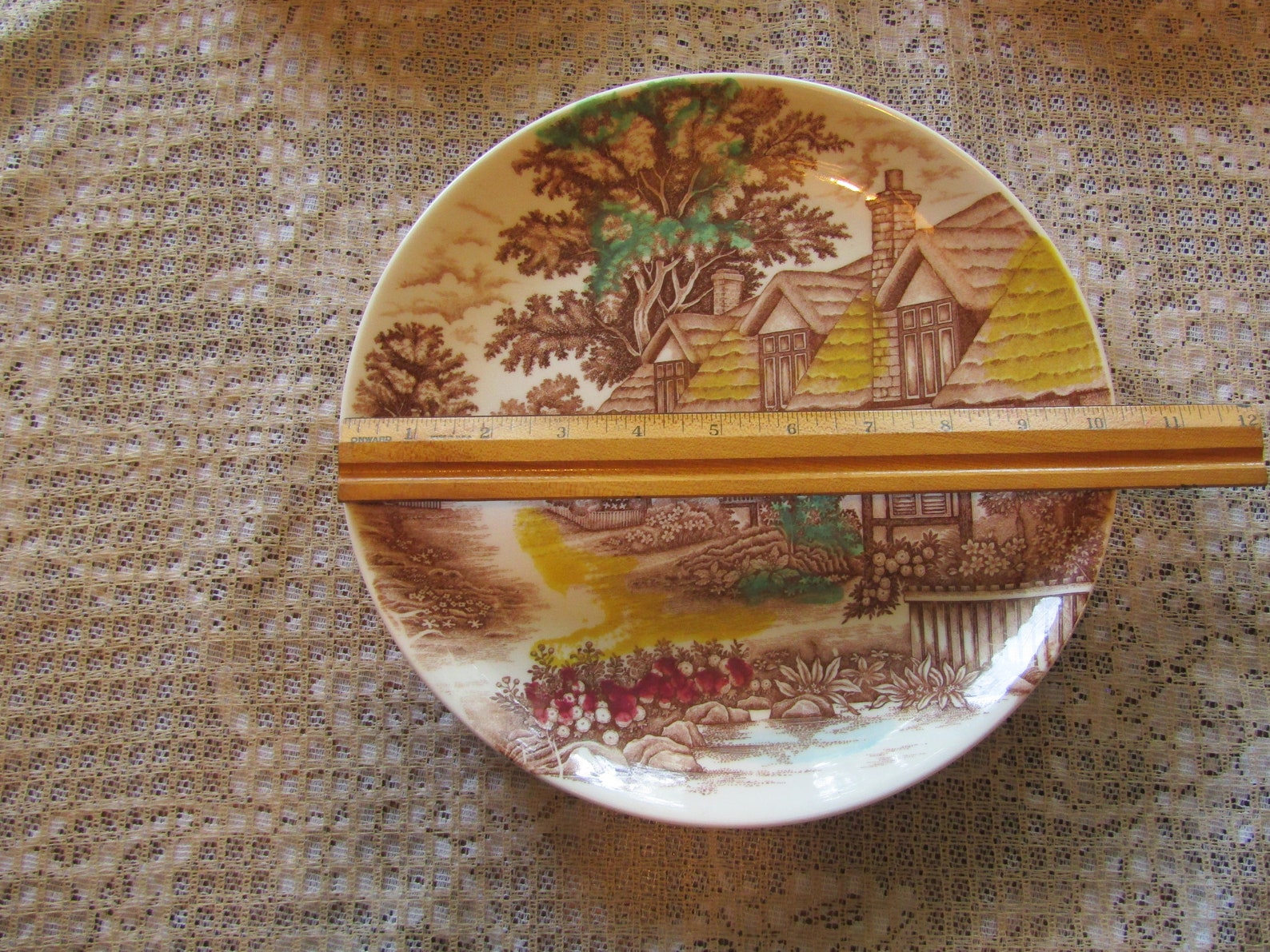 Set of 5 Vintage "english Cottage" Dinner Plates - Light and Dark Brown ...