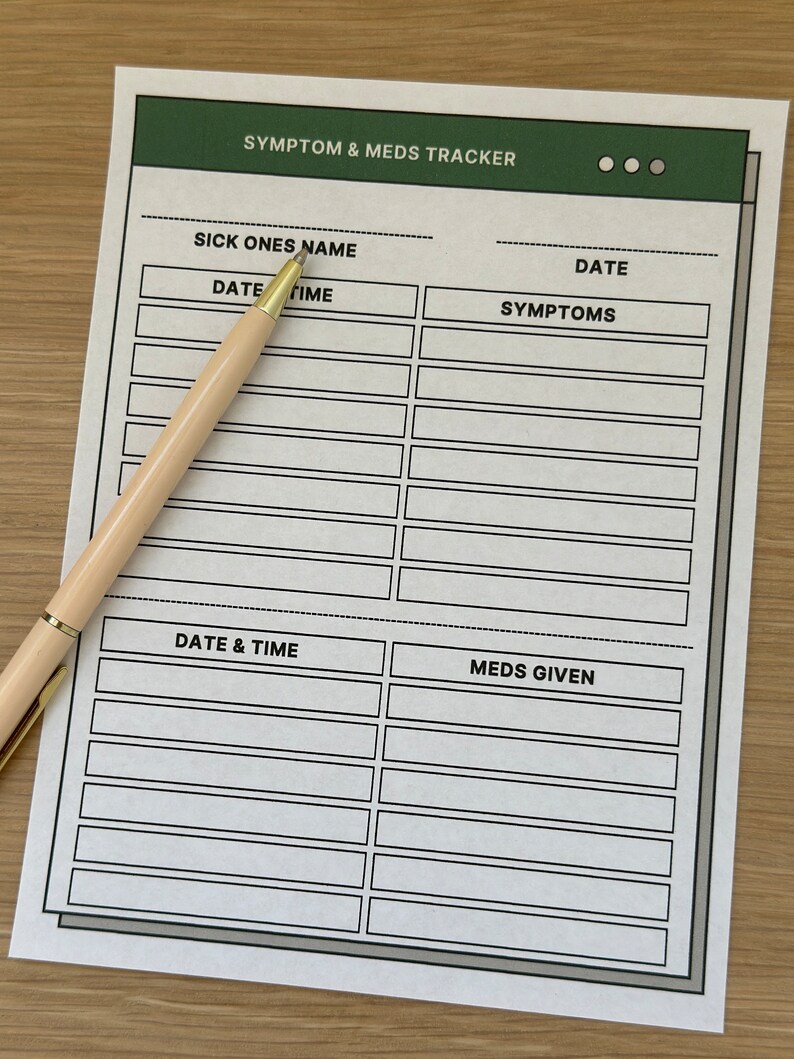 Symptom and Medication Tracker - Etsy