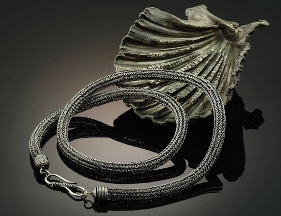 Custom model Python-J Viking knit hand-made fine silver | Etsy